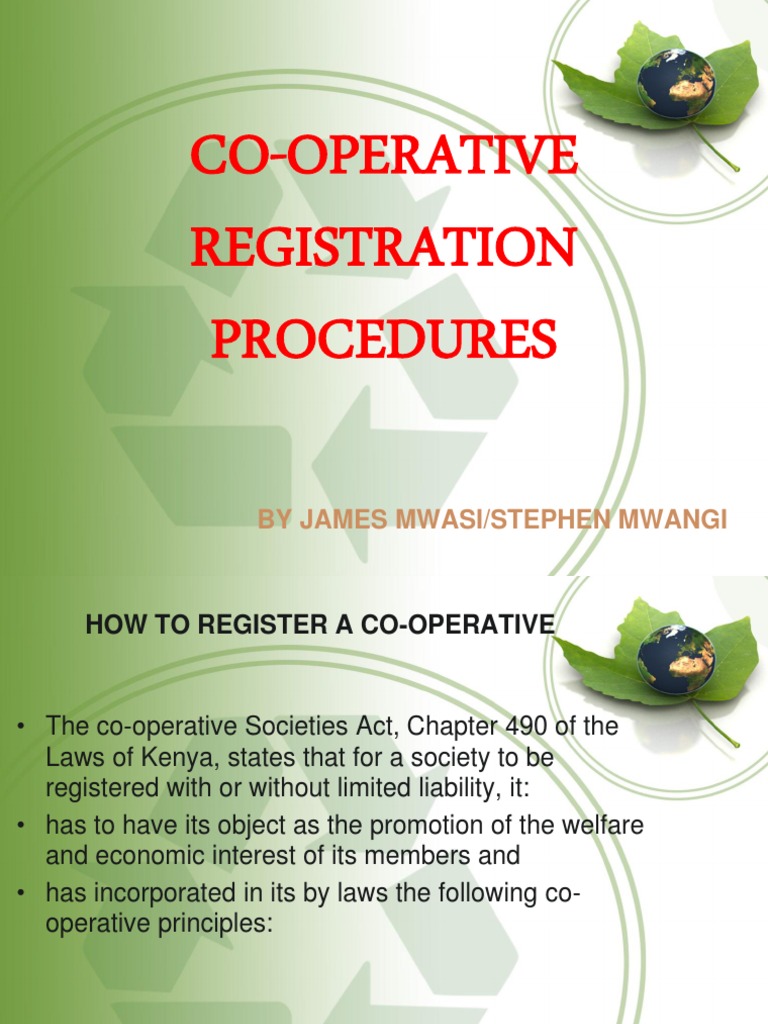 Co-op Registration Guide Kenya | PDF | Cooperative | Social Institutions