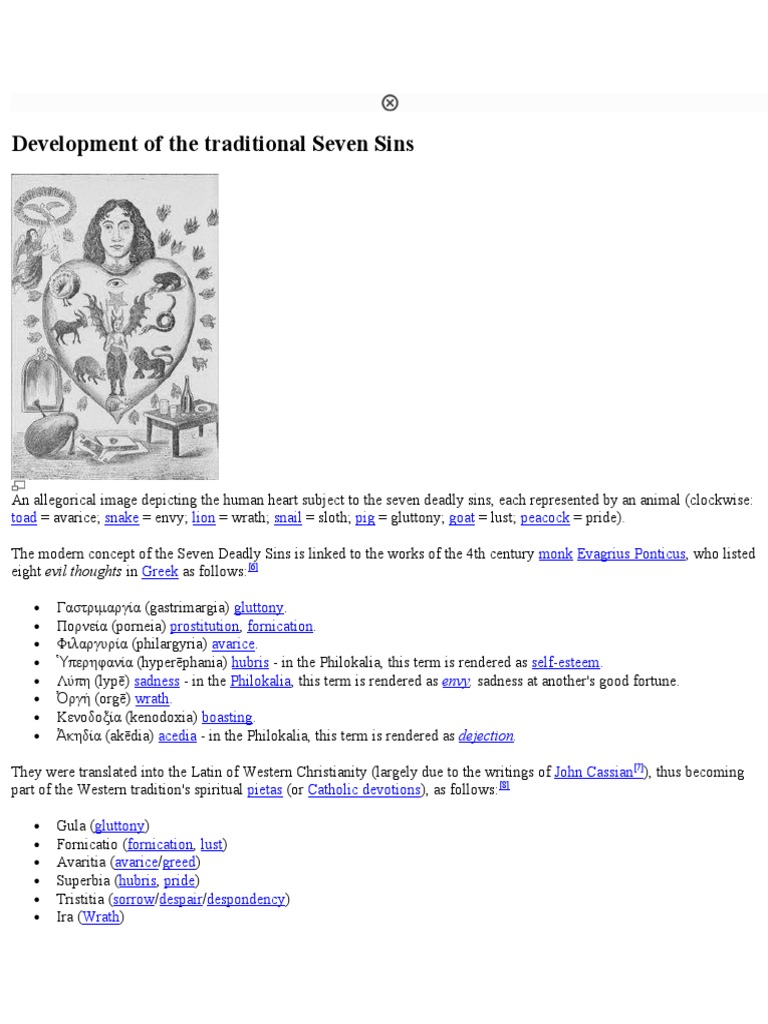 Development of The Traditional Seven Sins | PDF | Seven Deadly Sins ...