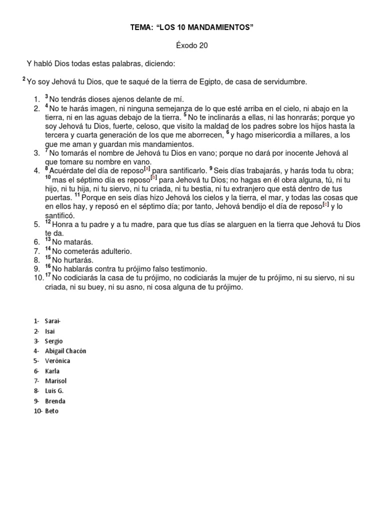 TEMA 10 Mandamientos | PDF | Diez Mandamientos | Creencia religiosa y doctrina