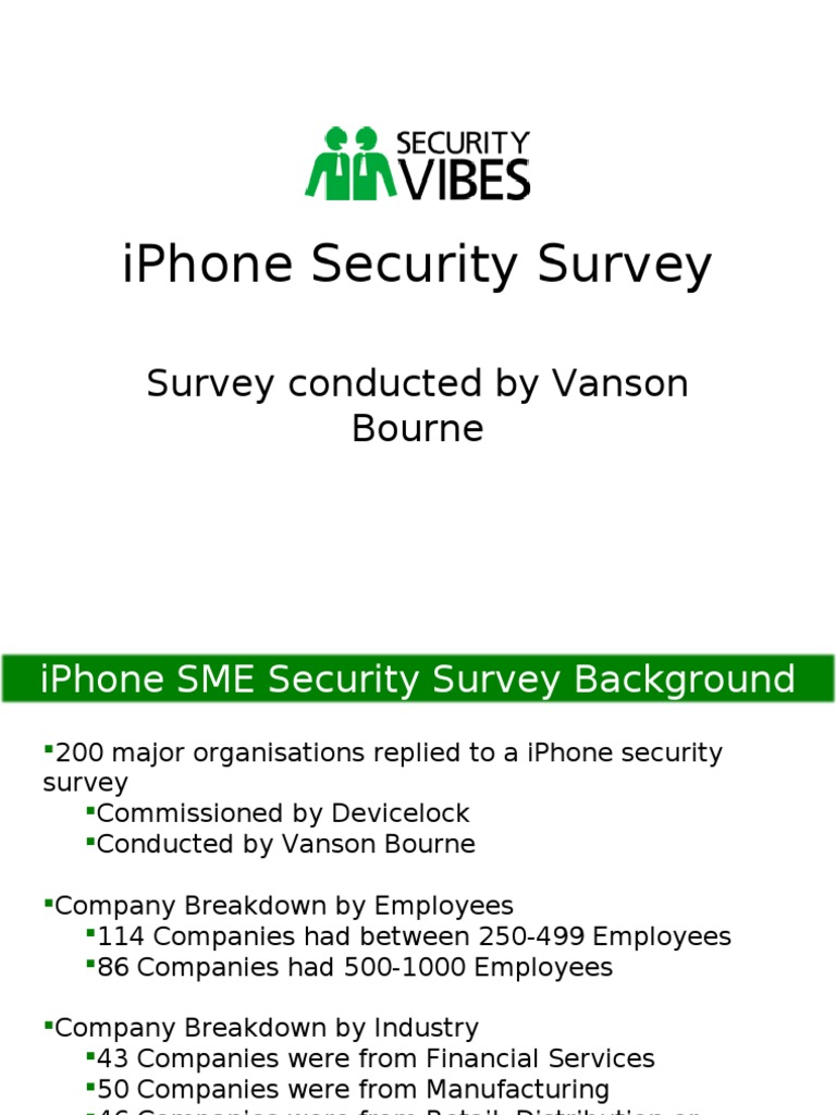 Iphone Security Survey: Survey Conducted by Vanson Bourne | PDF ...