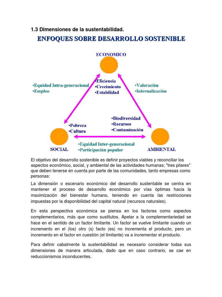 1.3 Dimensiones de La Sustentabilidad. | Sustentabilidad | Desarrollo sostenible