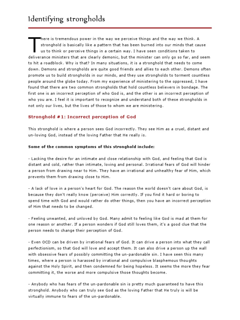 Identifying Strongholds | PDF | Sin | Repentance