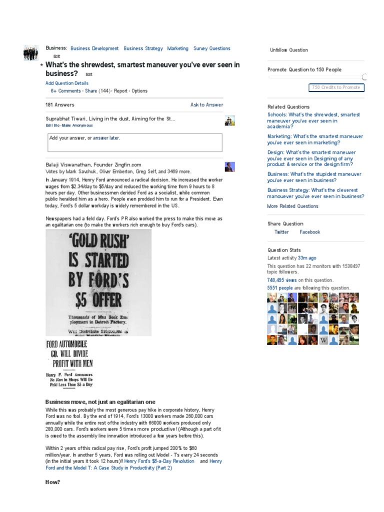 Business - What's The Shrewdest, Smartest Maneuvers You'Ve Ever Seen in ...