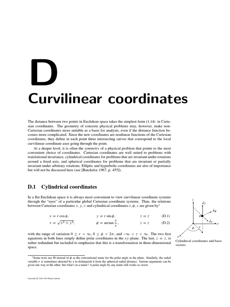 Curvilinear Coordinates Pdf Coordinate System Cartesian
