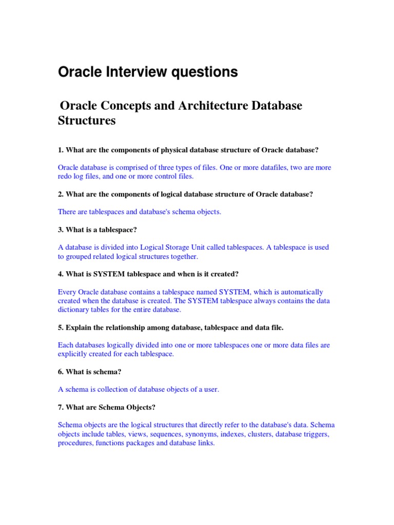 Oracle Architecture Interview | PDF