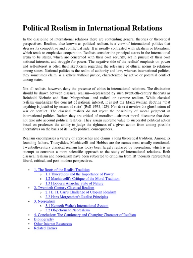 Political Realism in International Relations | International Relations ...