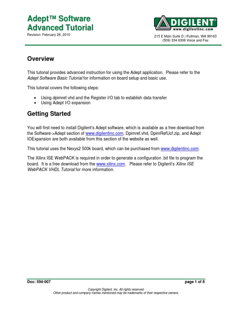 Adept Software Advanced Tutorial | PDF | Input/Output | Vhdl