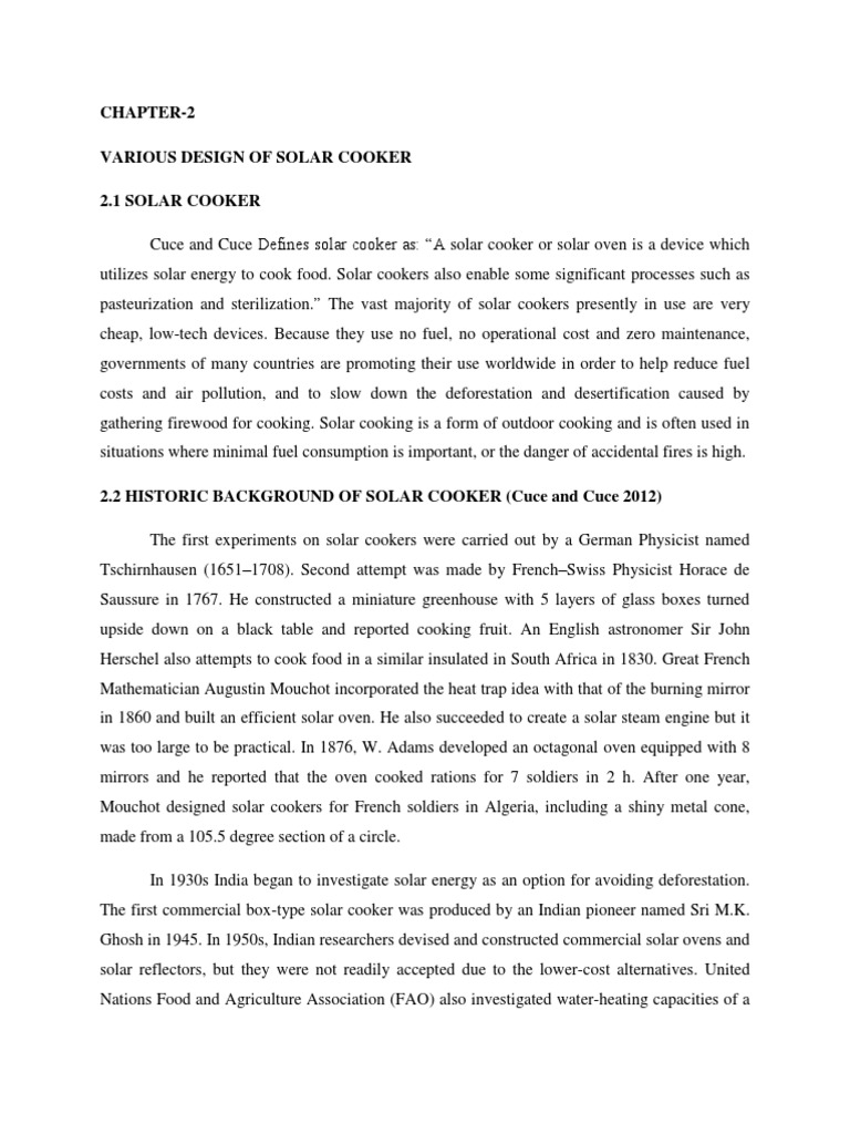 Chapter-2 Various Design of Solar Cooker 2.1 Solar Cooker | PDF ...