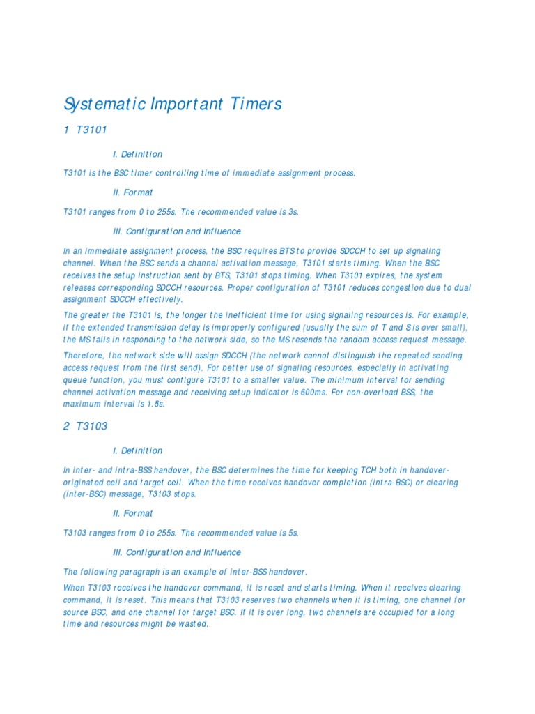 Systematic Important Timers: I. Definition | PDF | Network Congestion | Data Transmission