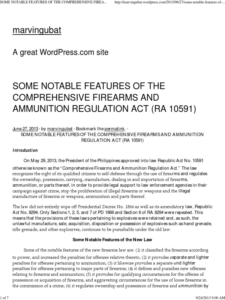 Marvingubat: Some Notable Features of The New Law | PDF | Gun | Handgun