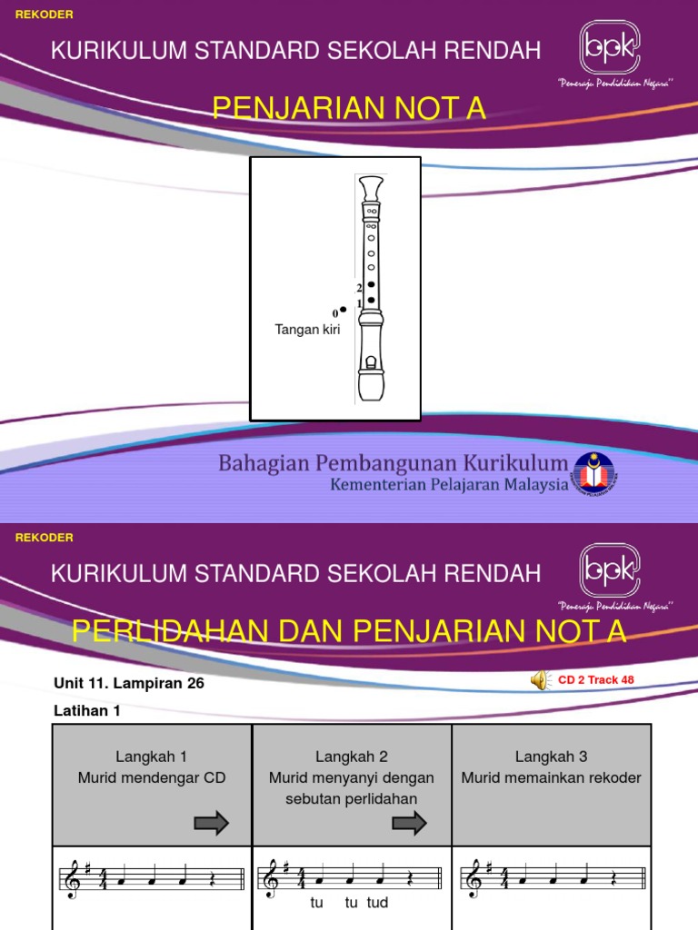Pendidikan Muzik - Rekoder Not A | PDF