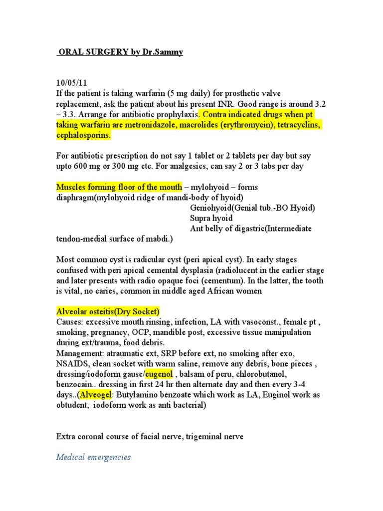 Oral Surgery Aider Notes by Dr. Sammy Done | Clinical Medicine ...