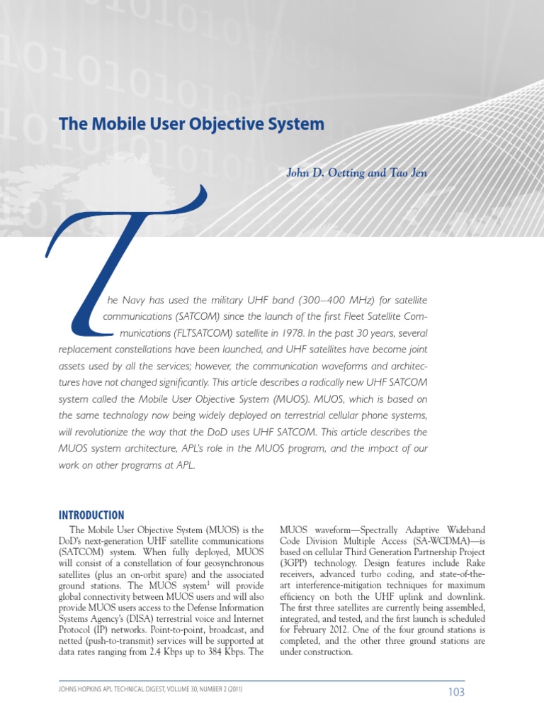 The Mobile User Objective System: John D. Oetting and Tao Jen | PDF ...