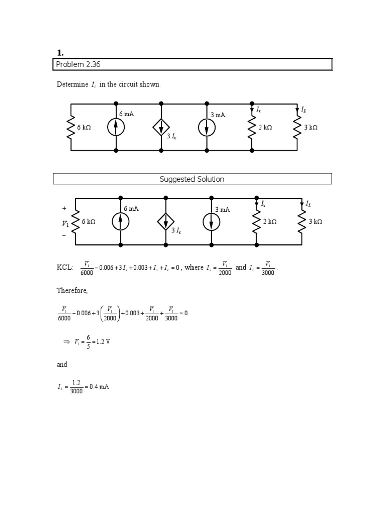 Circuit Analysis Problems and Solutions | PDF | Teaching Methods ...