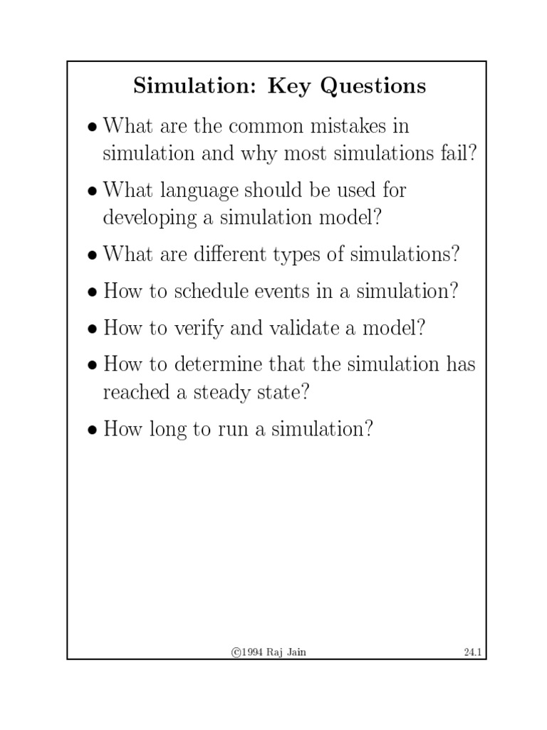 Simulation: Key Questions | PDF | Simulation | Software Engineering
