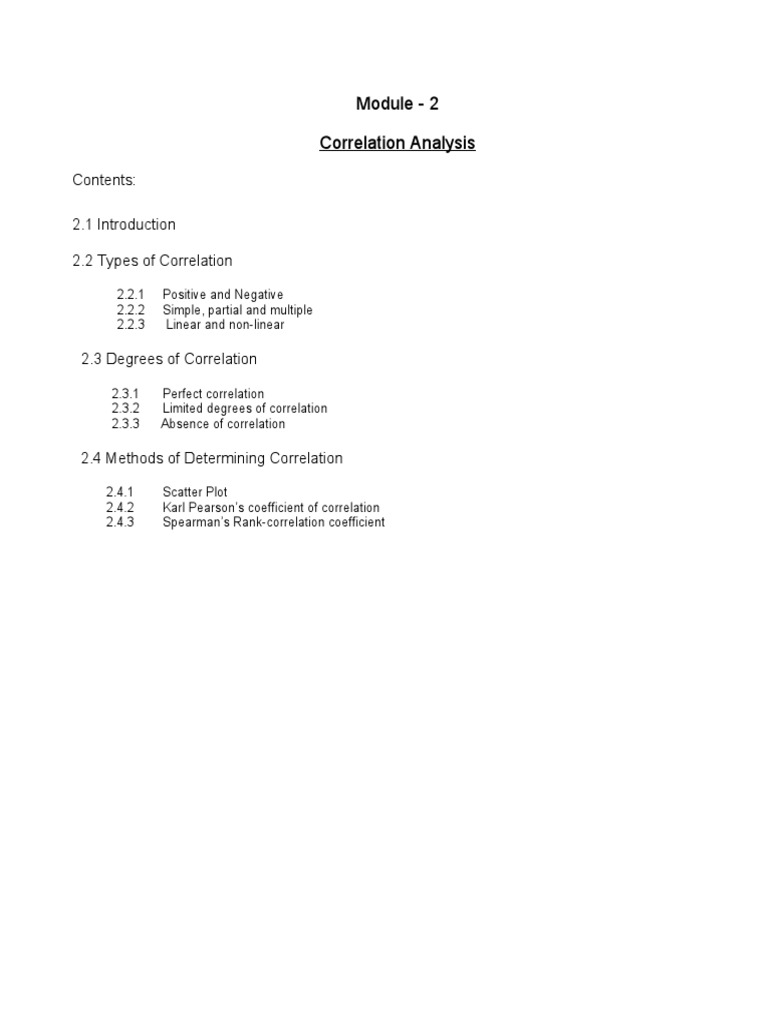 Module - 2 Correlation Analysis: Contents: 2.2 Types of Correlation | PDF | Scatter Plot ...