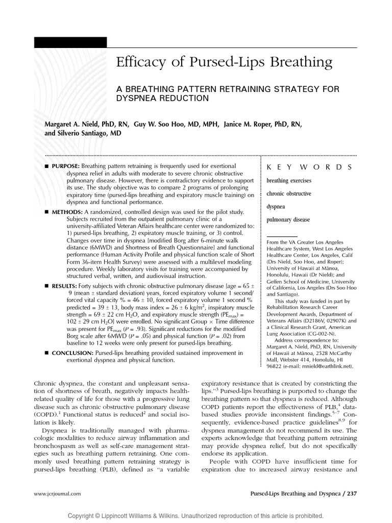 Efficacy of Pursed-Lips Breathing: A Breathing Pattern Retraining ...