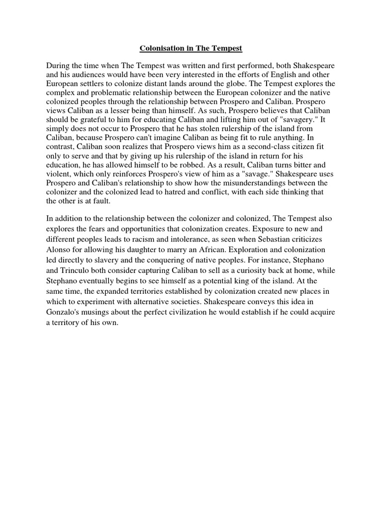 Colonisation in The Tempest | PDF