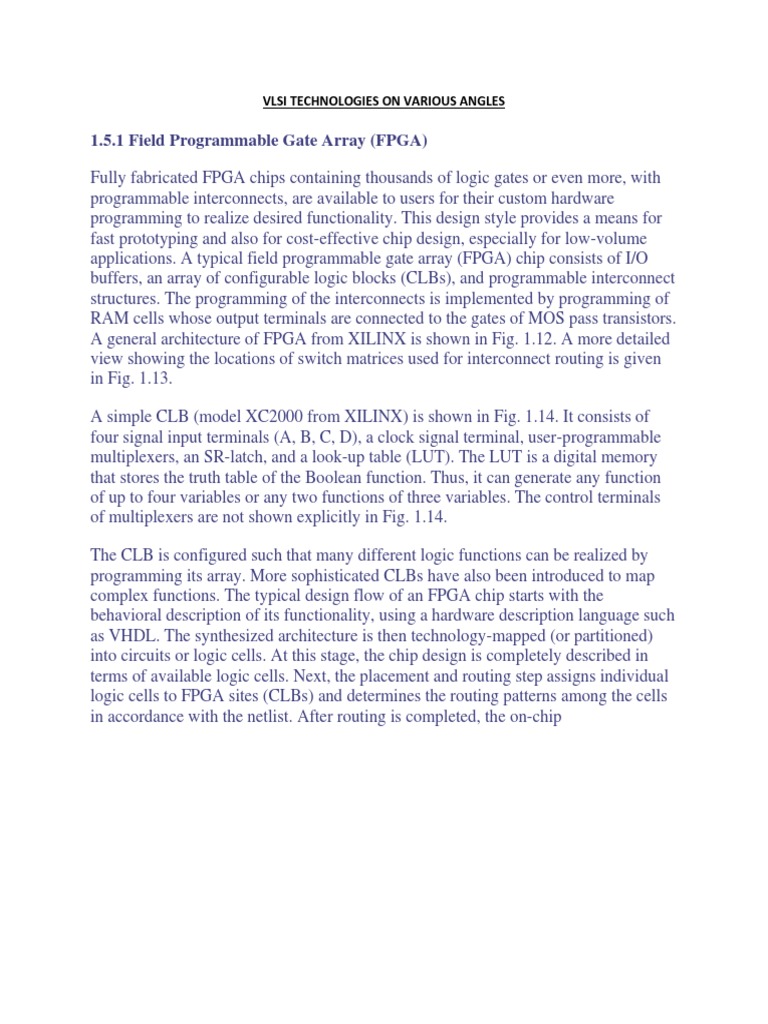 Vlsi Technologies On Various Angles | PDF | Field Programmable Gate ...
