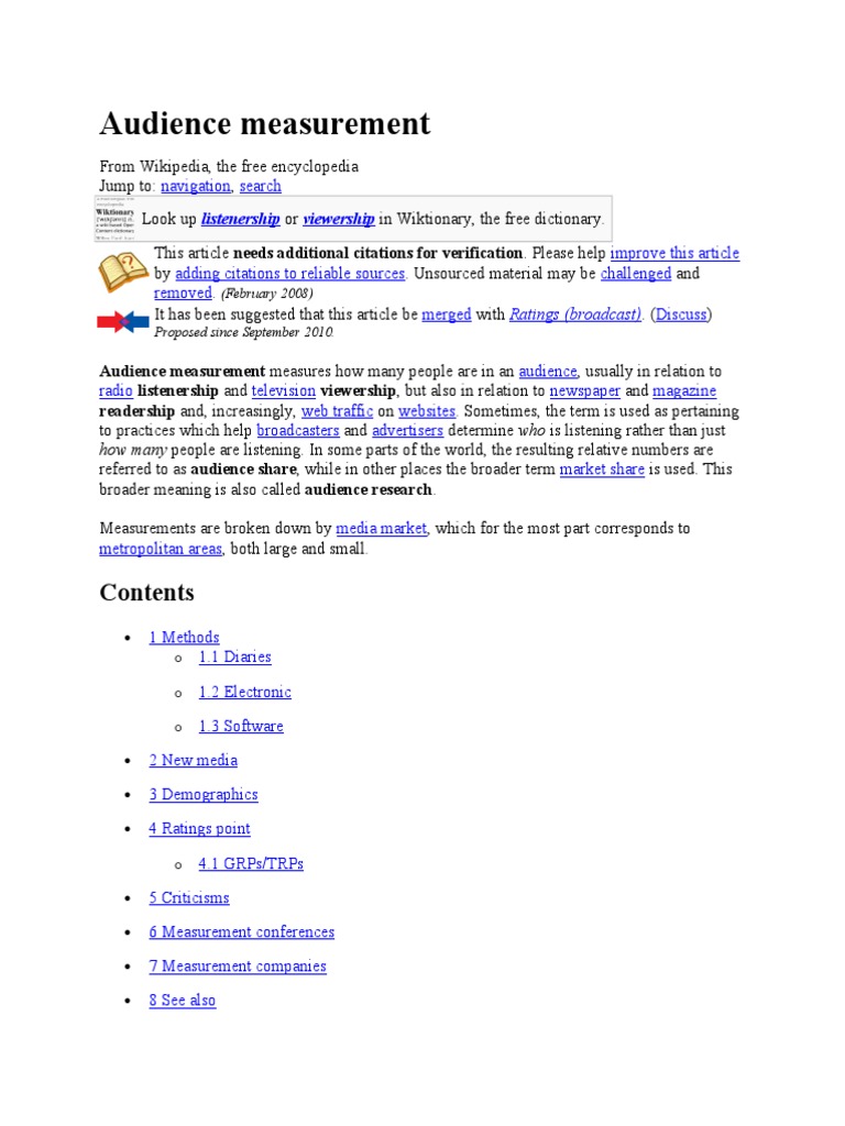 Audience Measurement: Listenership Viewership | PDF | Audience ...