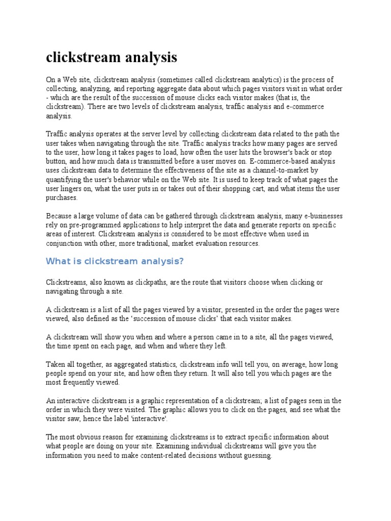 Clickstream Analysis | PDF | Web Technology | Computing