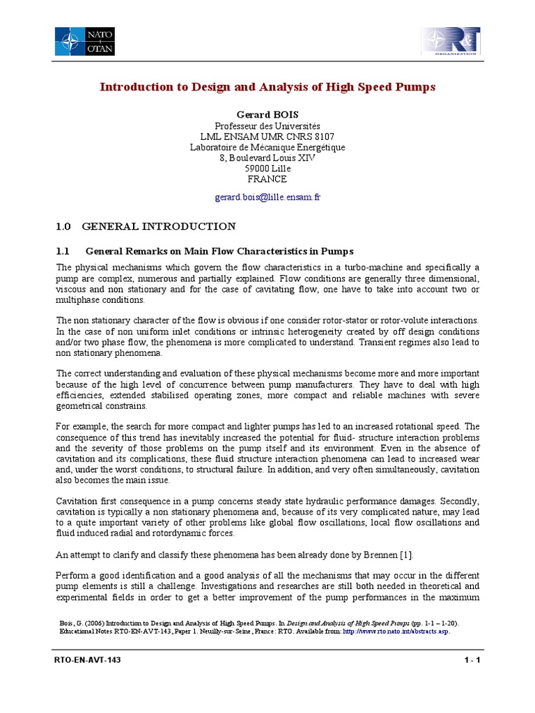 Advance Design of Pumps | PDF | Pump | Fluid Dynamics