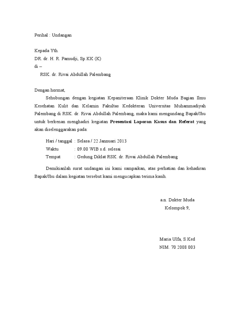 Contoh Surat Undangan Presentasi Undanganda Com Riset - Riset