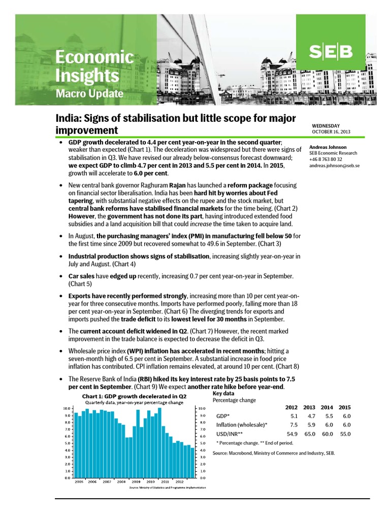 SEB Report: No Major Improvement in Sight in India | PDF | Percentage ...