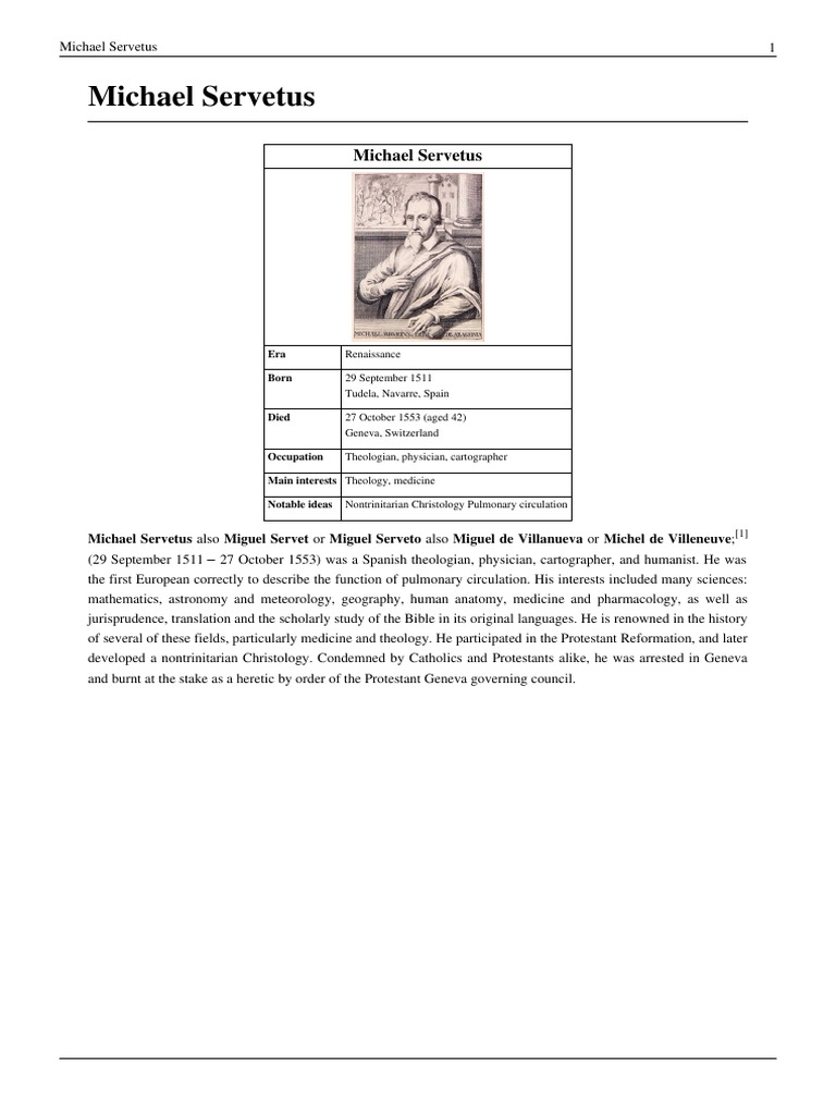 Michael Servetus | PDF | John Calvin | Trinity