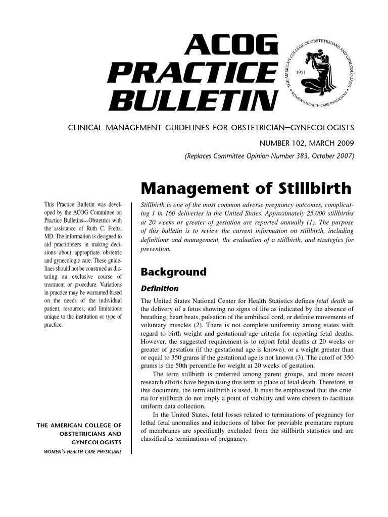 Practice Guidelines Acog Bulletin 102 | Preterm Birth | Fetus