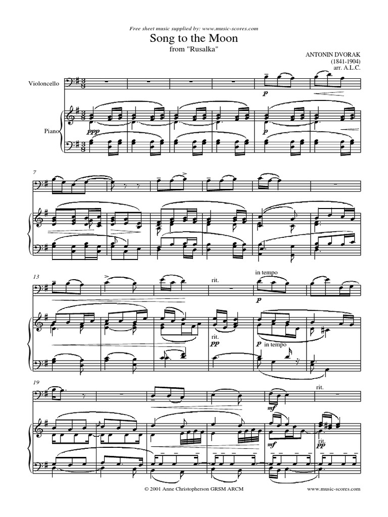Dvorak - (From Rusalka) - Song to the Moon | Performing Arts | Notation Dvorak - (From Rusalka) - Song to the Moon | Performing Arts | Notation