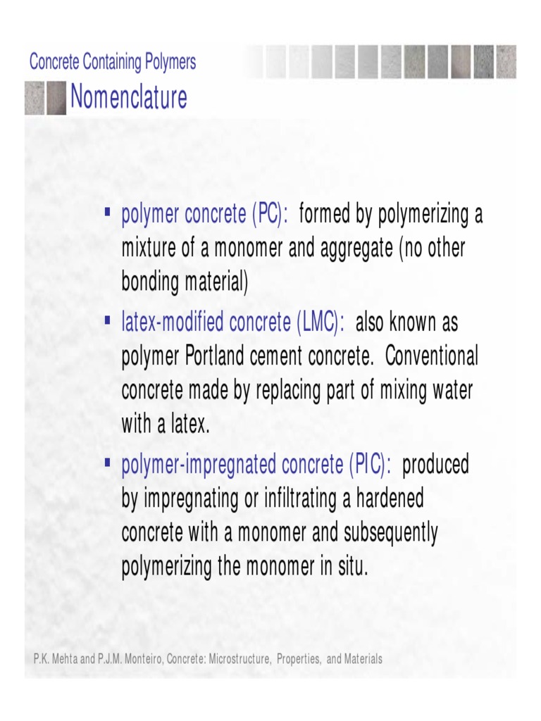 Polymer Concrete: Types and Properties | PDF | Polymers | Microstructure