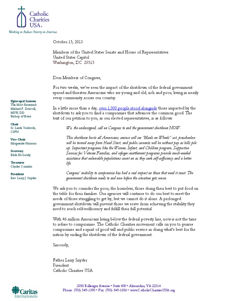 Shutdown Letter and Petition To Congress 10-15-2013 | PDF