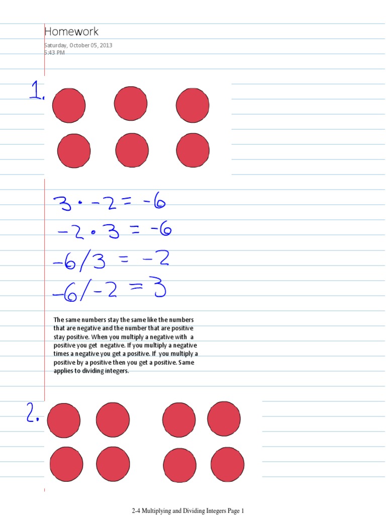 Multiplying and Dividing Integers | PDF