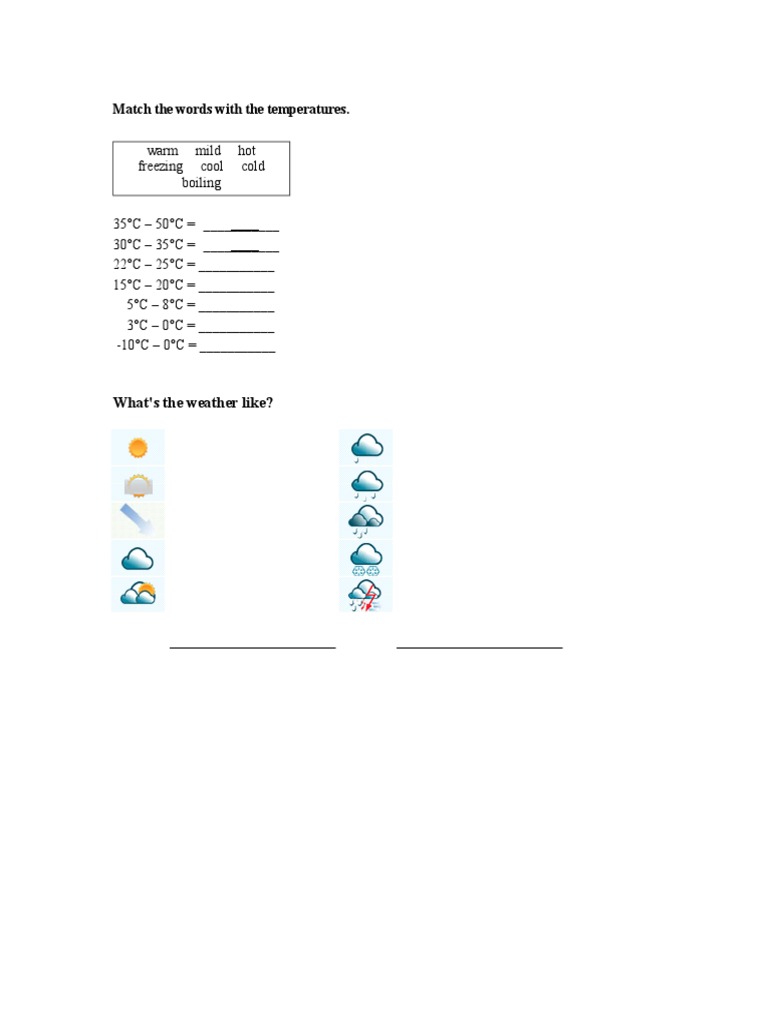 Temperature Word Matching Guide | PDF