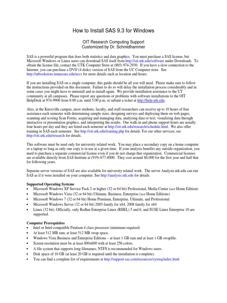 Install SAS 9.3 on Windows Guide | PDF | Installation (Computer ...