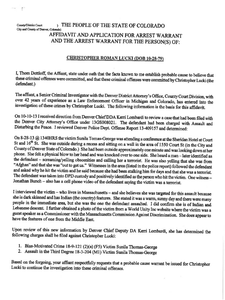 Christopher Lucki Arrest Affidavit | PDF | Language Arts & Discipline ...