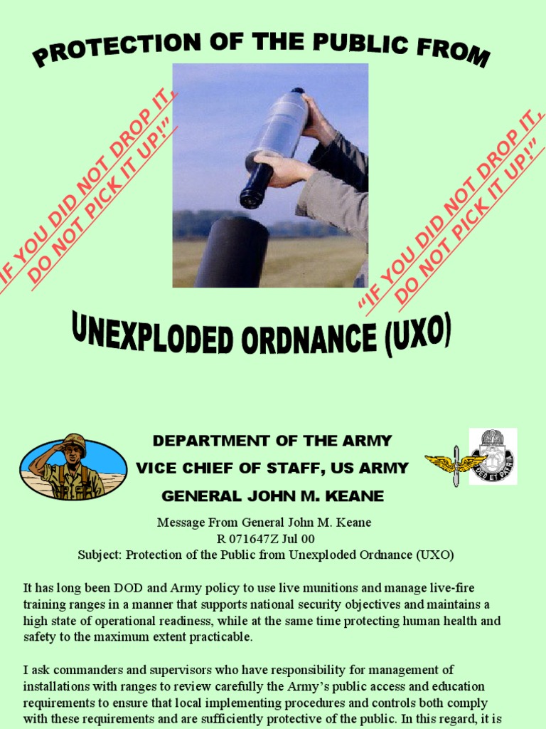 Unexploded Ordnance Safety | PDF | Fuze | Military