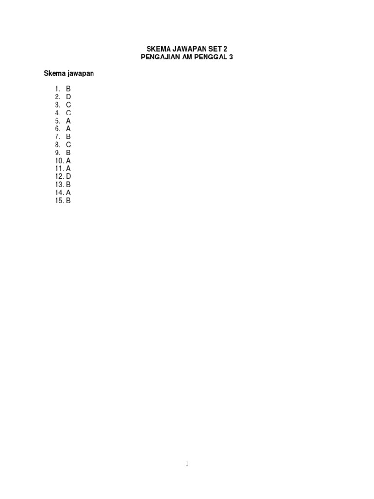 Skema Penilaian Pa Penggal 3 SMK BM Set 2 | PDF