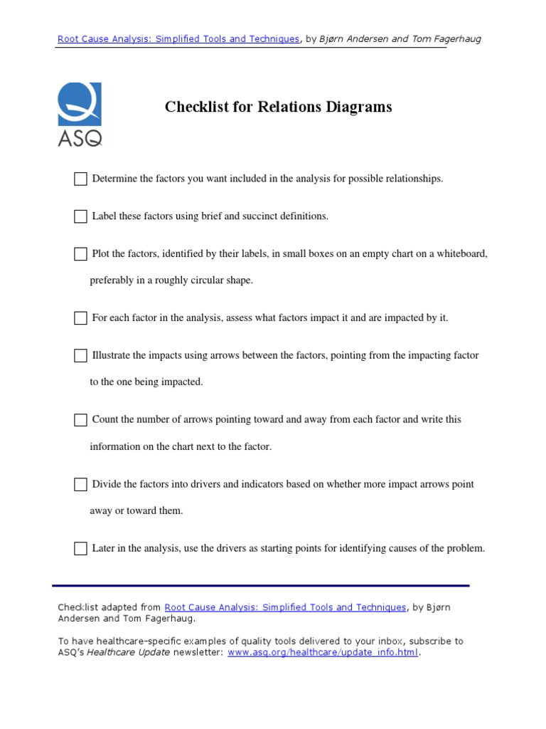 Relations Diagrams Checklist | PDF