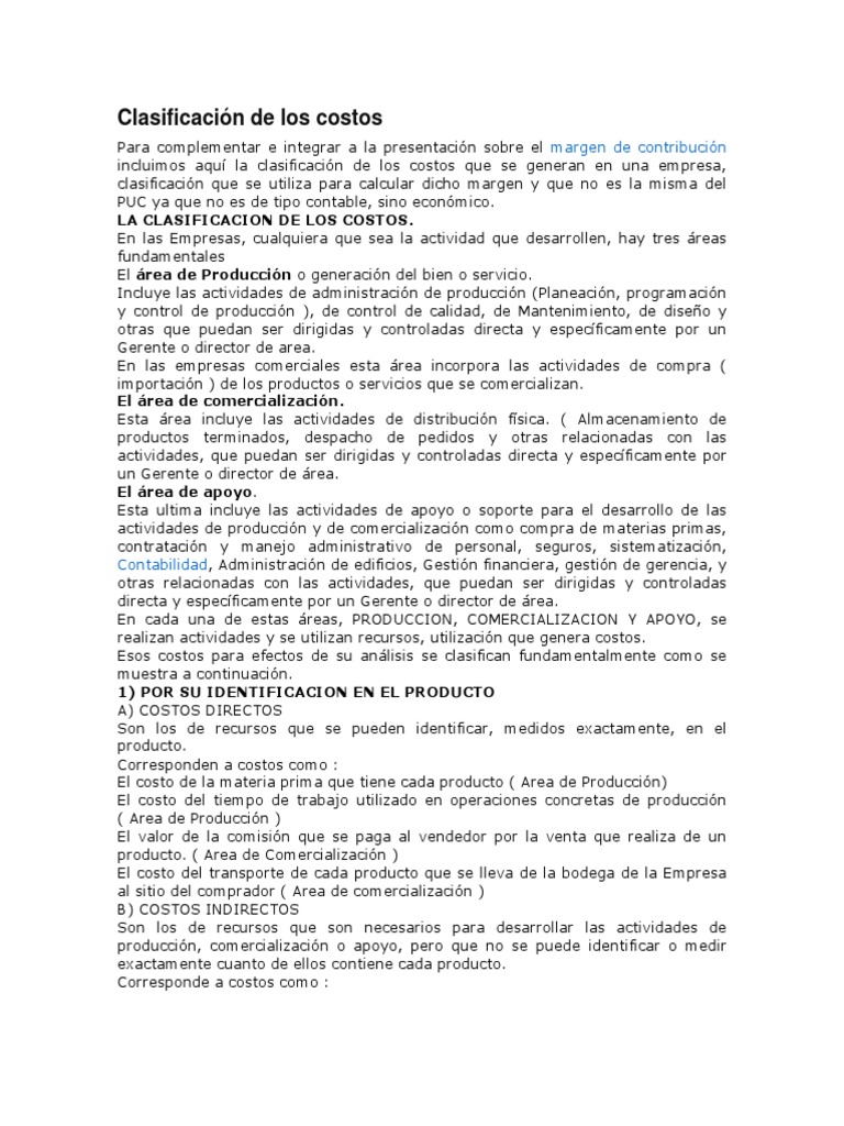 Clasificación de los costos | PDF | Costo | Distribución (comercial)