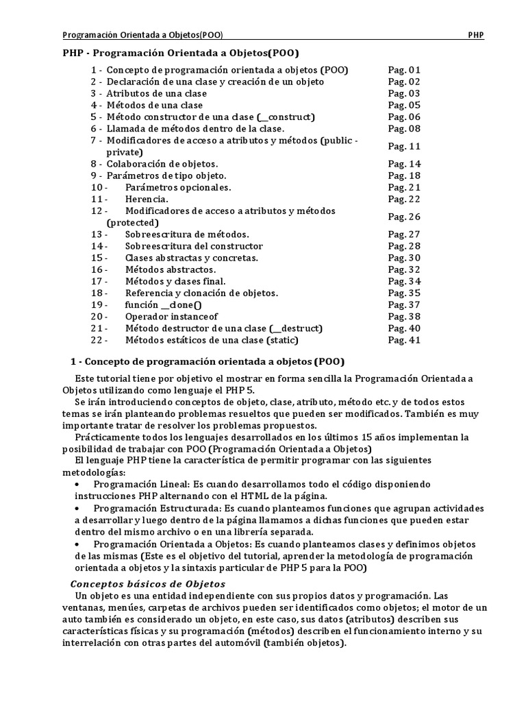 Programación de PHP Orientada A Objetos | Descargar gratis PDF | Objeto (informática) | Herencia ...