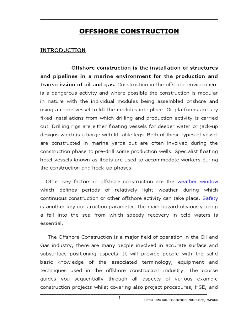 Offshore Construction Overview and Practices | PDF | Offshore Drilling ...