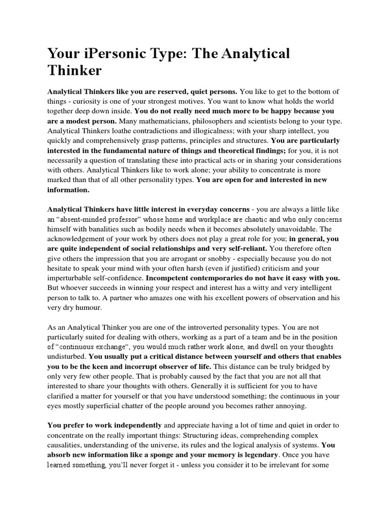 Your Ipersonic Type | PDF | Personality Type | Logic