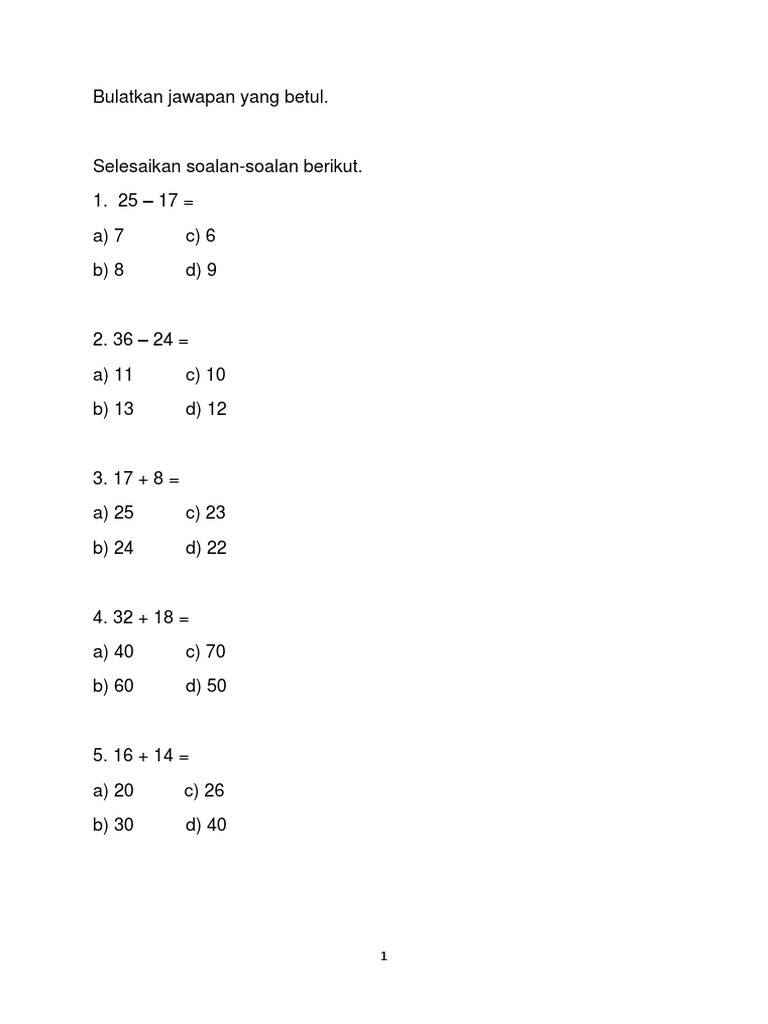 Soalan Matematik Pendidikan Khas | PDF