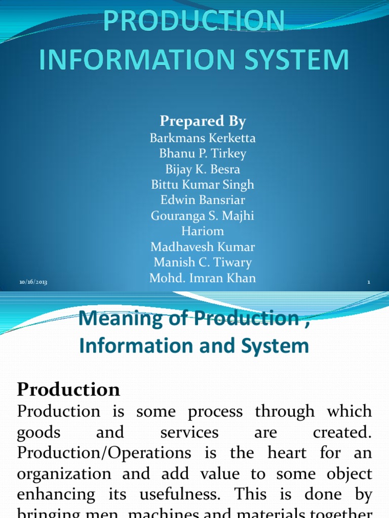 Production Information System Overview | PDF | Scheduling (Production ...