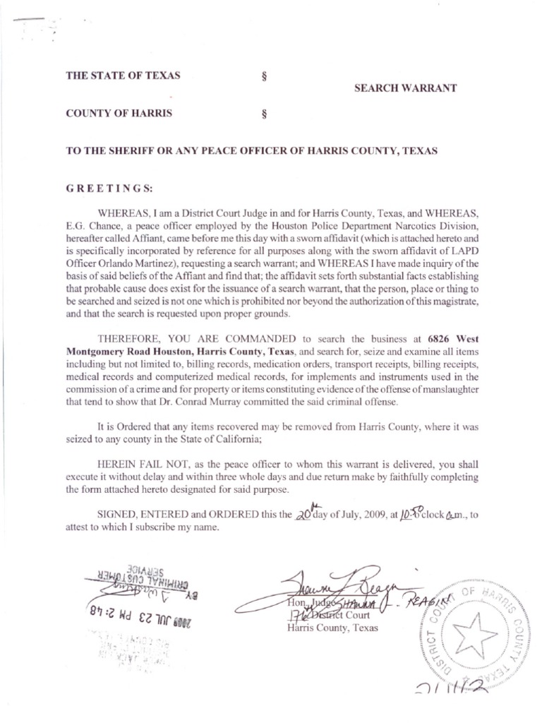 Harris County Search Warrant Example | PDF | Search Warrant | Crime ...