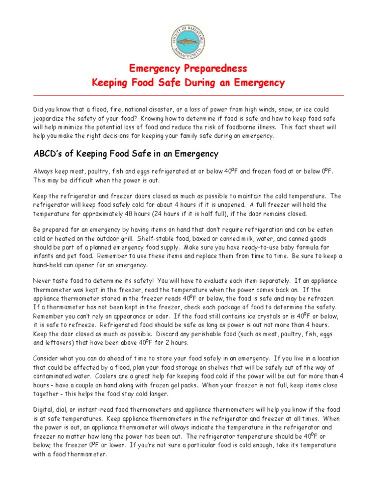 Preparedness - Emergency Preparedness Keeping Food Safe During An ...