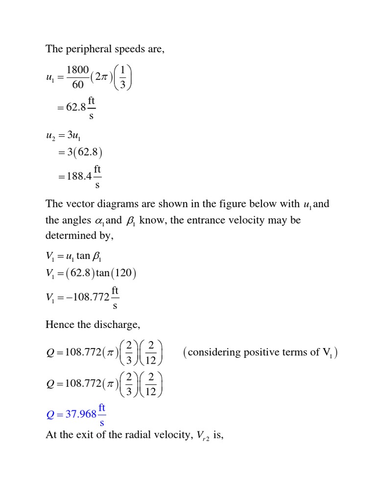 The Peripheral Speeds Are,: 1800 1 2 60 3 FT 62.8 S 3 3 62.8 FT 188.4 S ...