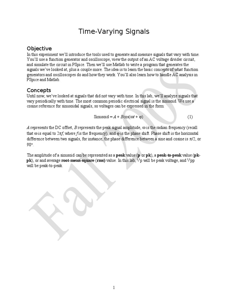 Time Varying Signals | Download Free PDF | Amplitude | Phase (Waves)